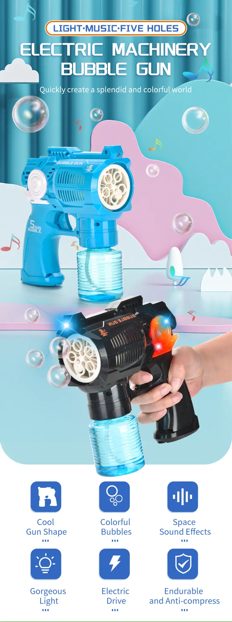 Wholesale Electric Bubble Gun Toy with Fan - Summer Toys