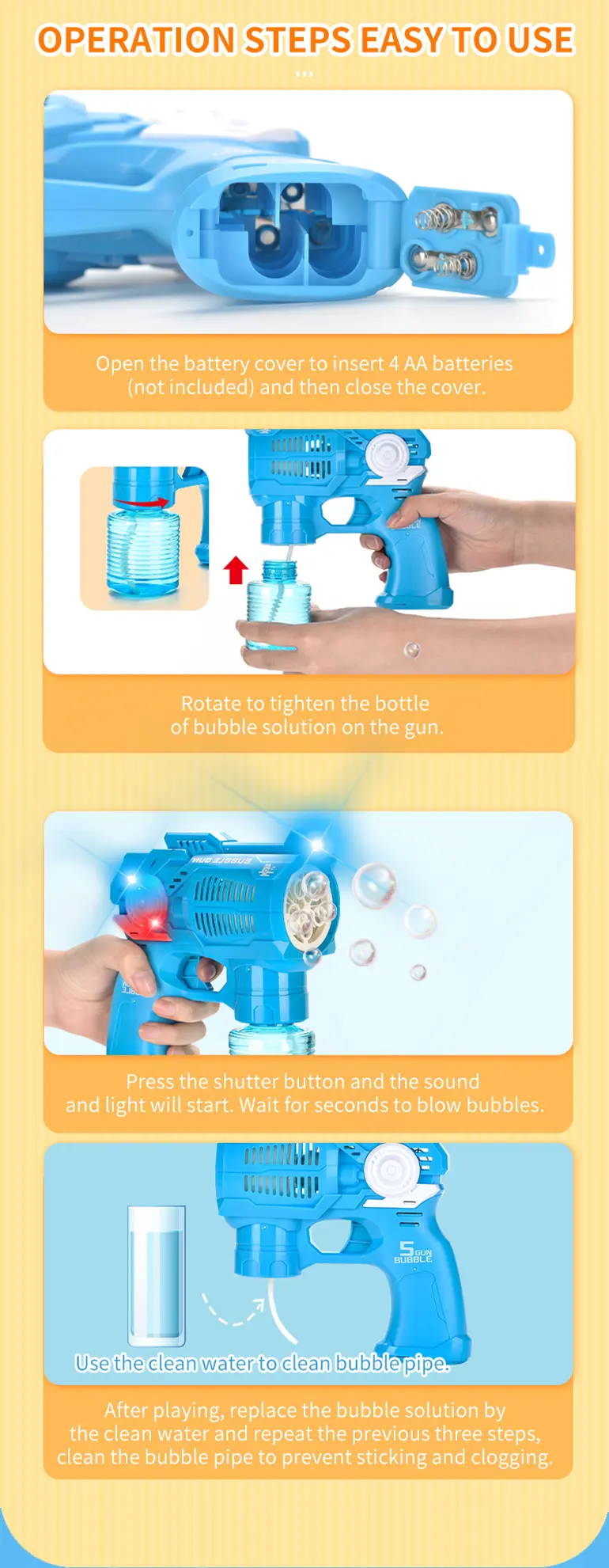 Wholesale Electric Bubble Gun Toy with Fan - Summer Toys